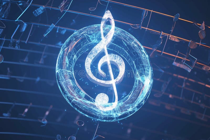 View Intriguing 3D Rendering Features Music Note with Blue Tech Design ...