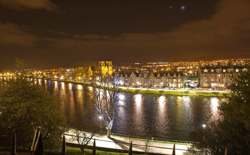 View from Inverness Castle at Night. Editorial Photo - Image of ...