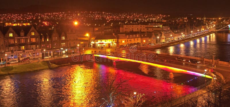 Inverness River Ness and Castle at Night Editorial Image - Image of ...