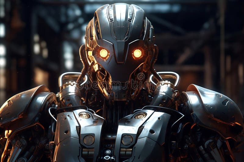 View of the Iron Robot, the Army of the Future. Generative AI. Stock ...