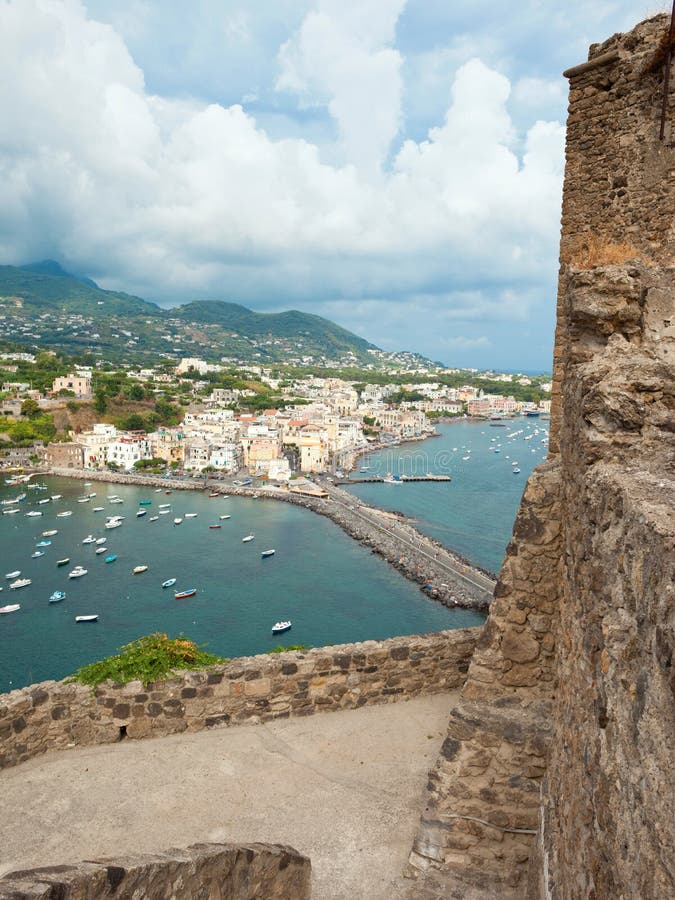View of Ischia Ponte from Aragonese Castle Stock Image - Image of aged ...