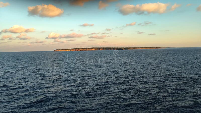 View of the Island from the Middle of the Sea Stock Image - Image of ...