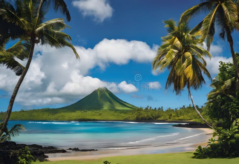 A View of the Island of Samoa Stock Illustration - Illustration of ...