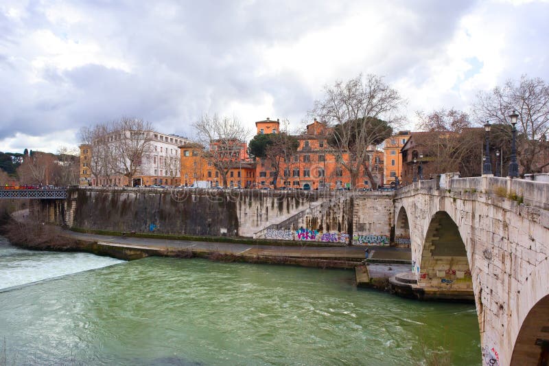 View of Island Tiberina in Rome, Italy Stock Photo - Image of rome ...