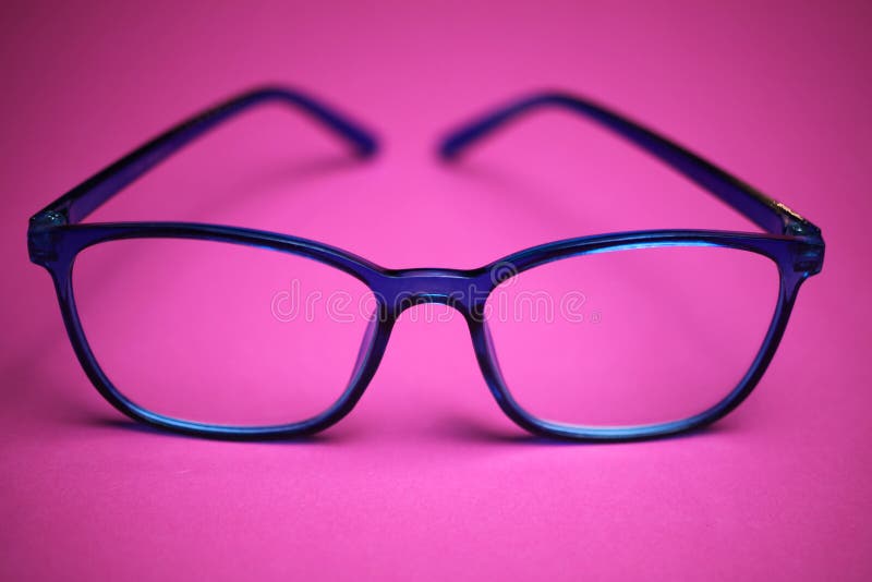 View on Isolated Eyeglass Frame with Pink Background Stock Photo ...