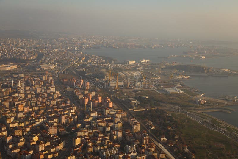 View of the Istanbul from the Plane Window Stock Photo - Image of frame ...