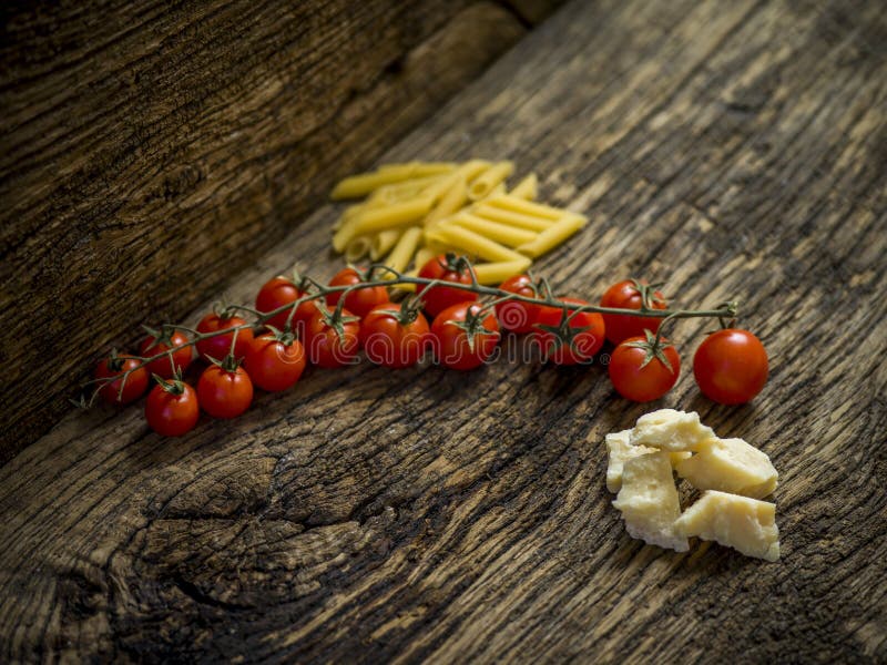 Italian Ingredients Over a Wood Table Stock Photo - Image of organic ...