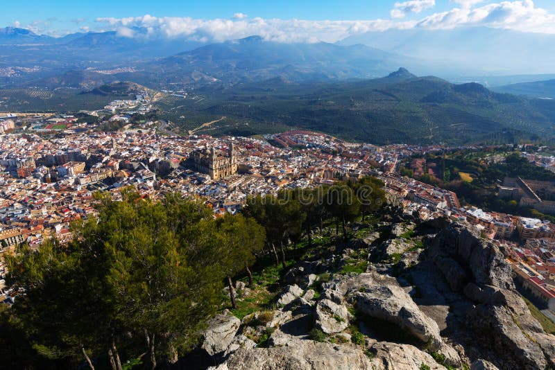 View of Jaen from castle stock image. Image of landscape - 52547163