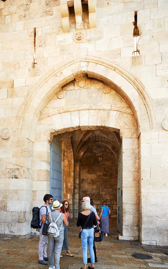 View of the Jaffa Gate in Jerusalem. the Old Gate Has the Shape of a ...