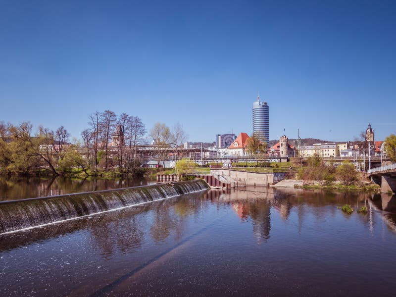View of Jena in Thuringia with the Saale River Stock Photo - Image of ...