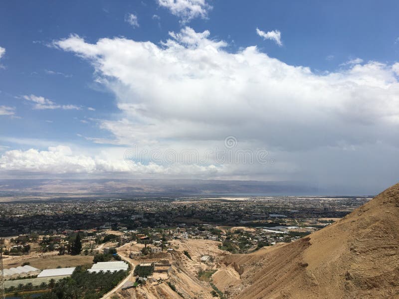 View of Jericho from Mount of Temptation in Palestine. Stock Image ...