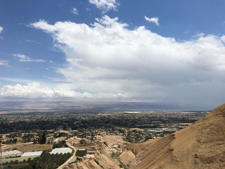View of Jericho from Mount of Temptation in Palestine. Stock Image ...