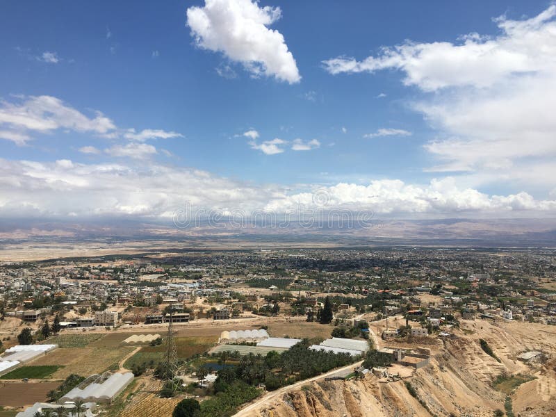 View of Jericho from Mount of Temptation in Palestine. Stock Image ...