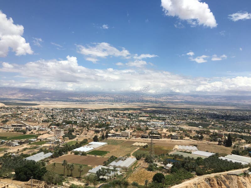 View of Jericho from Mount of Temptation in Palestine. Stock Photo ...