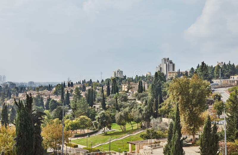 View of the Jerusalem District of Yemin Moshe Stock Image - Image of ...