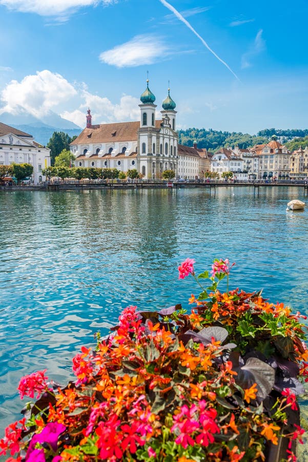 View at the Jesuit Church of Luzern - Switzerland Stock Photo - Image ...