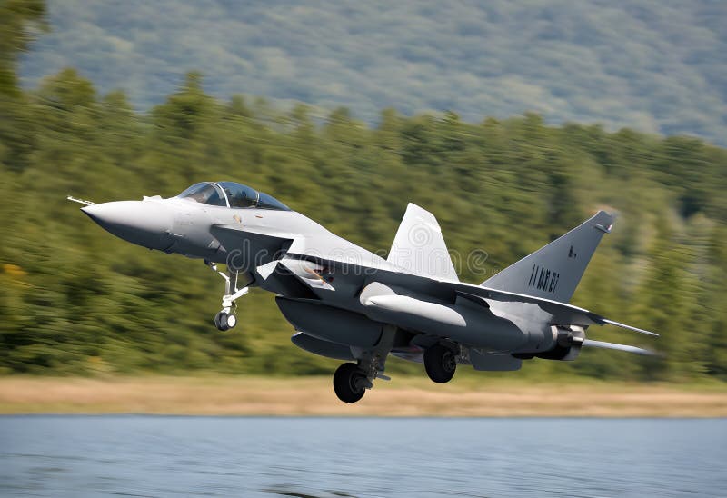 A View of a Jet Fighter in Flight Stock Illustration - Illustration of ...