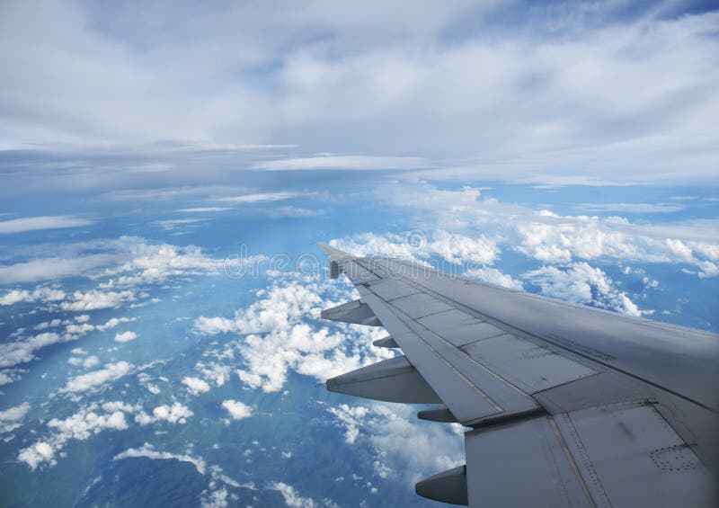 View of jet plane wing stock image. Image of holiday - 99556009