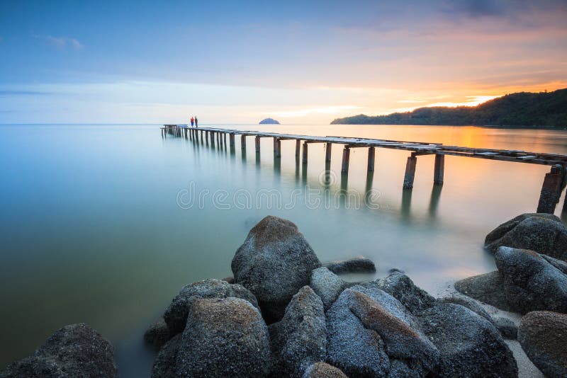 The View of the Jetty during Sunset Stock Photo - Image of ocean, jetty ...
