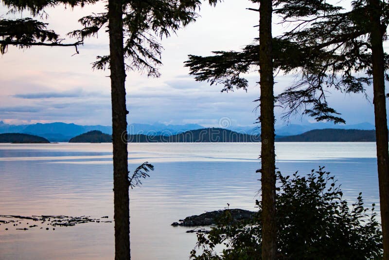View of the Johnstone Strait in Canada Stock Photo - Image of side ...
