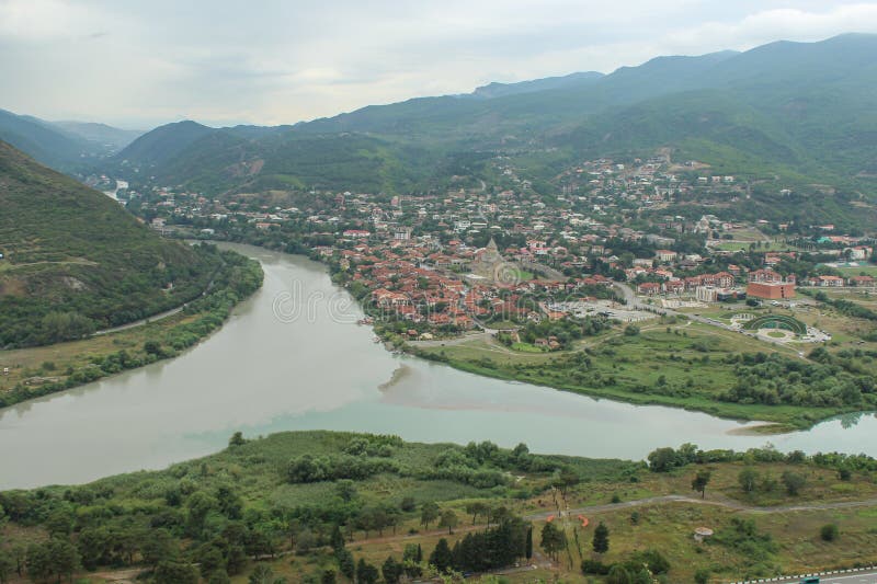 View from Jvari Monastery. River Mtkvari Meets the River Aragvi from ...
