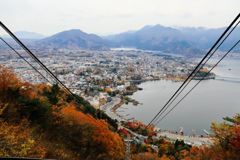 View from Kachi Kachi Ropeway Kawaguchiko Stock Image - Image of ...