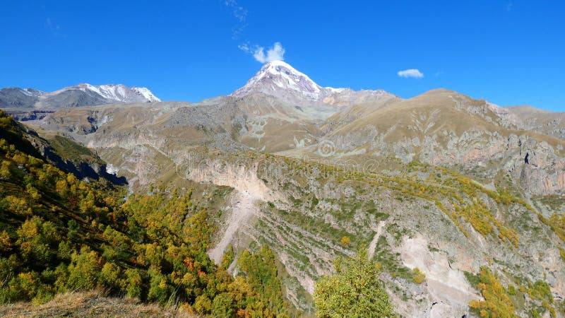 View of Kazbek, One of the Highest Peaks of the Caucasus Mountains ...