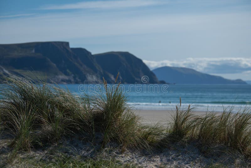 View of Keem Beach and the Cliffs County Mayo, Ireland Stock Photo ...