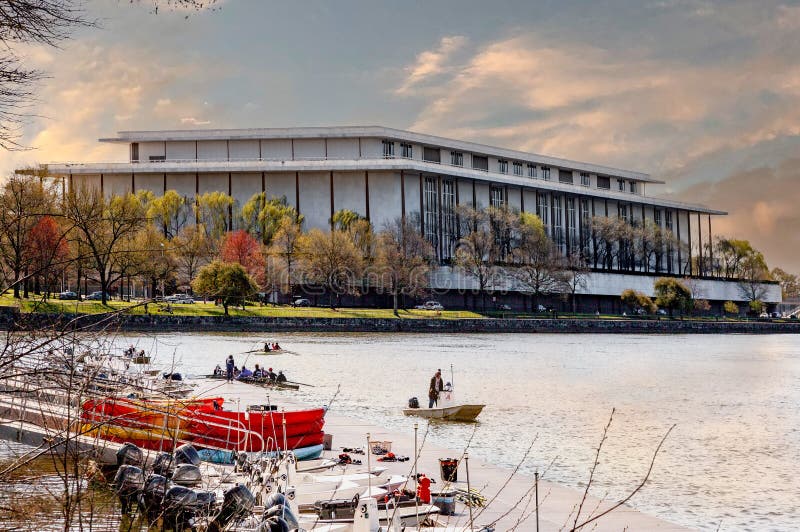 View of the Kennedy Center in Washington, DC with Boaters on the ...
