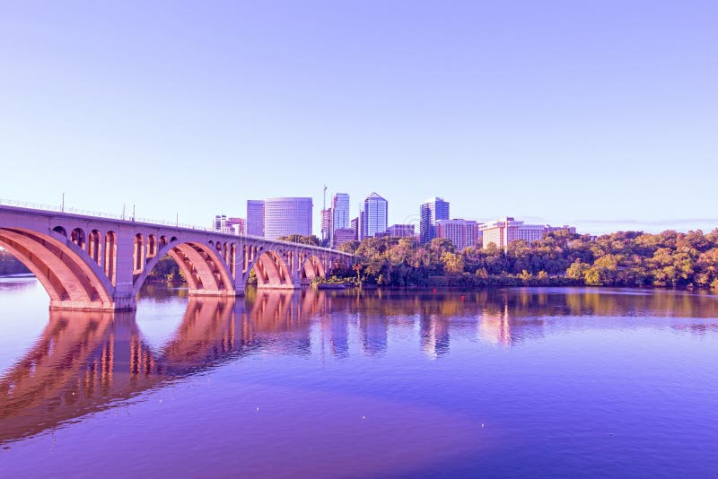 A View on Key Bridge in Washington DC, USA. Stock Photo - Image of blue ...