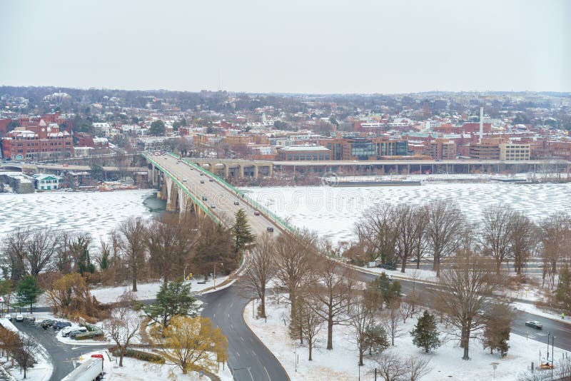 Key Bridge in Washington DC at Winter Stock Image - Image of american ...