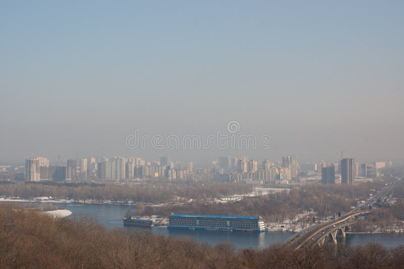 View of Kiev city stock image. Image of landscape, snow - 86942541