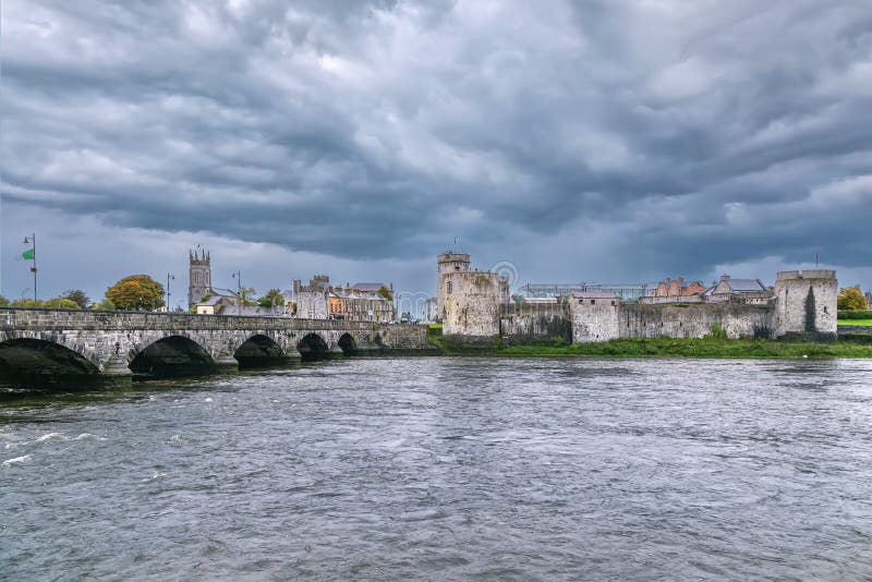 View of King John`s Castle, Limerick, Ireland Stock Photo - Image of ...