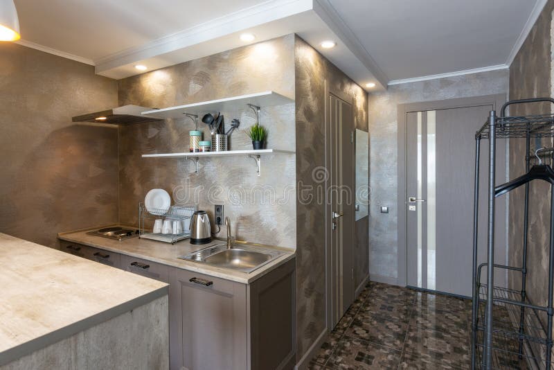 View of the Kitchen and the Entrance To the Hotel Room Stock Photo ...