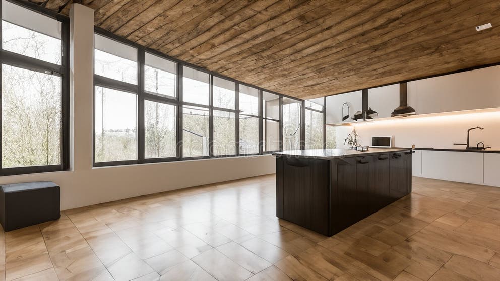 View of Kitchen, Entryway, and Second Story Loft Style Area. Generative ...