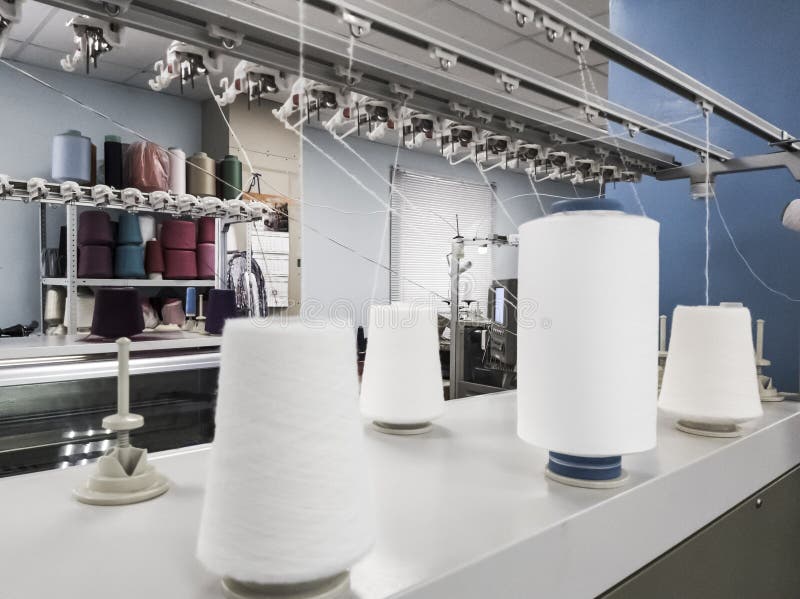 View of the Knitting Shop through Knitting Machines Stock Photo - Image ...