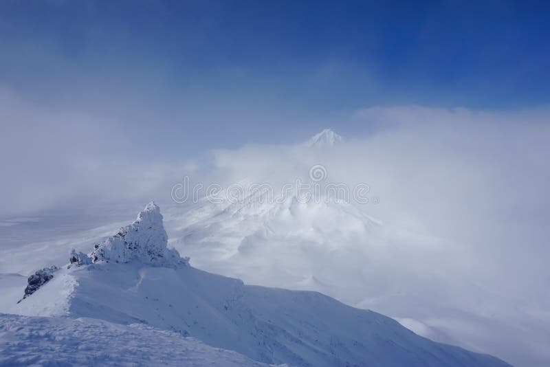 View of the Koryaksky Volcano Stock Image - Image of frost, outdoor ...