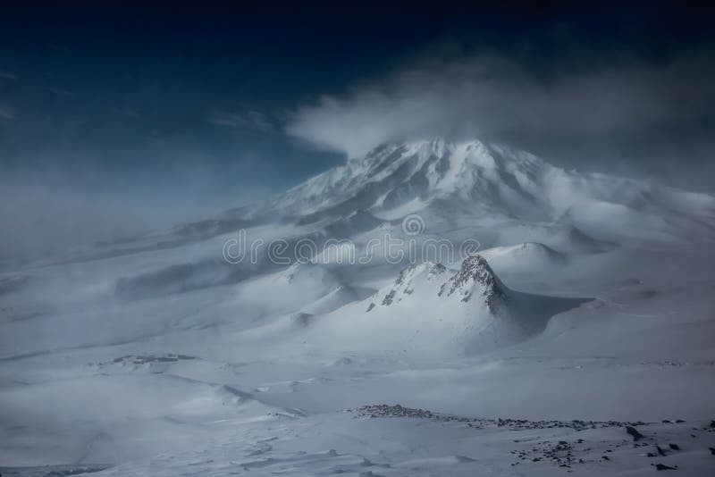 View of the Koryaksky Volcano Stock Photo - Image of frost, scenery ...