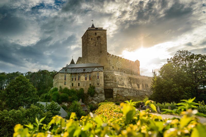 View of the Kost Castle on the Hill at Sunset Stock Photo - Image of ...