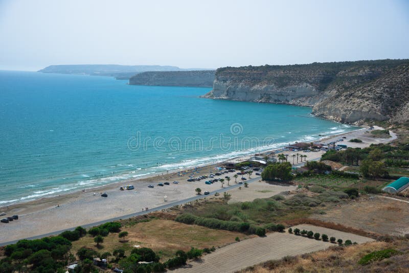Kourion beach, Cyprus stock image. Image of marine, hill - 67418267