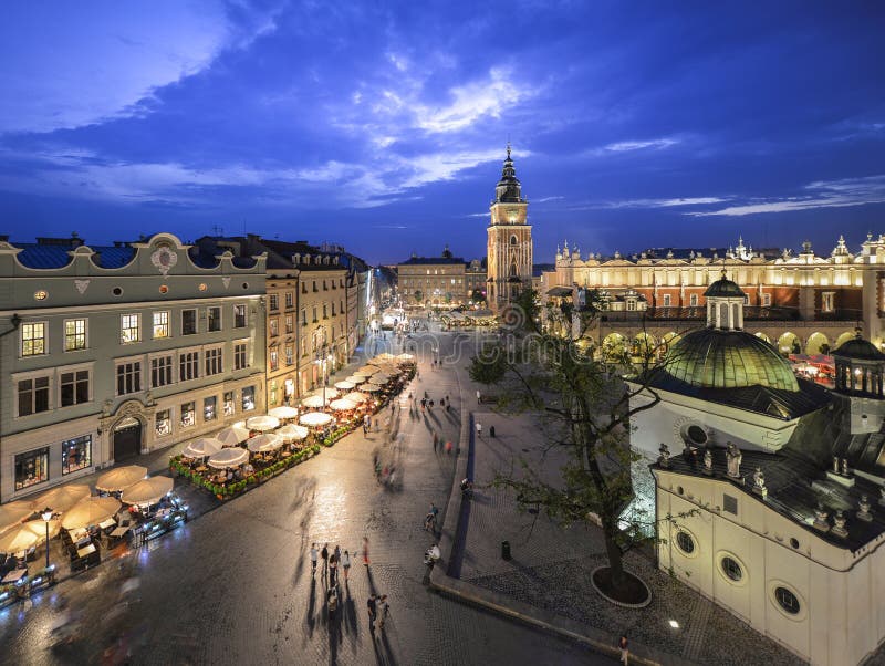 View of Krakow, Poland at Sunset Stock Image - Image of aerial, angle ...
