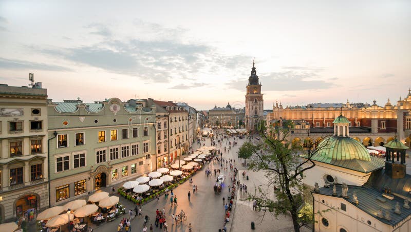 View of Krakow, Poland at Sunset Editorial Image - Image of dusk, blue ...