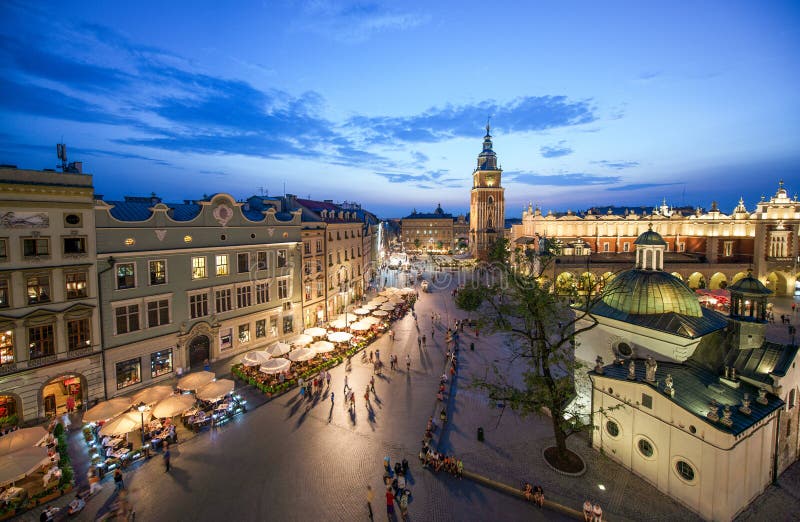 View of Krakow, Poland at Sunset Editorial Photo - Image of city ...