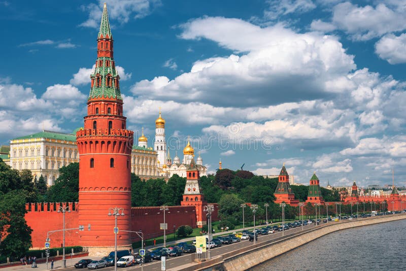 View of the Kremlin from the Bridge Stock Image - Image of famous ...