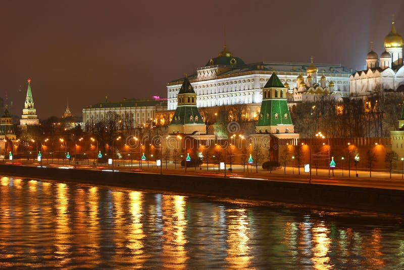 Kremlin at night stock image. Image of landscape, water - 110234051