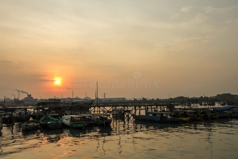 View of Kroman Traditional Port, Gresik, East Java, Indonesia Stock ...