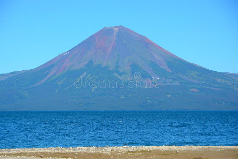 View of the Kuril volcano stock photo. Image of volcano - 83922674