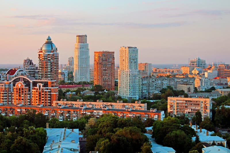 View of Kyiv on the Sunset, Ukraine Stock Image - Image of beautiful ...