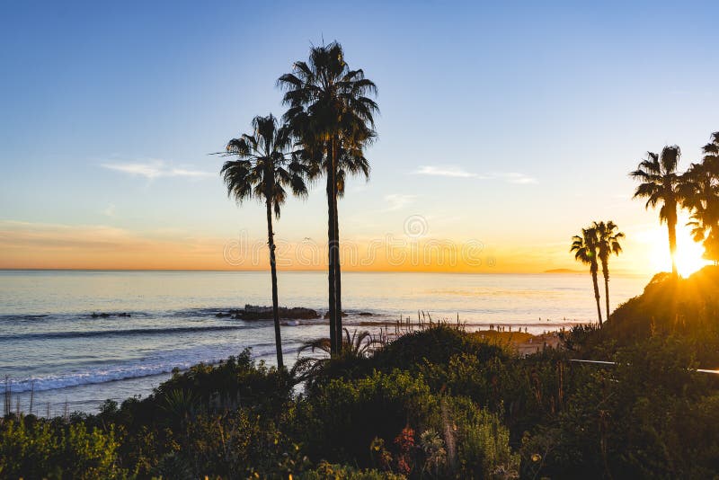 A View of Laguna Beach Sunset at the Beach Stock Photo - Image of ...