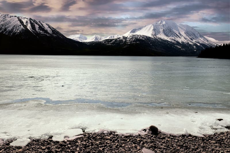 View of Lake Bennet in Early Spring Stock Image - Image of clouds, blue ...
